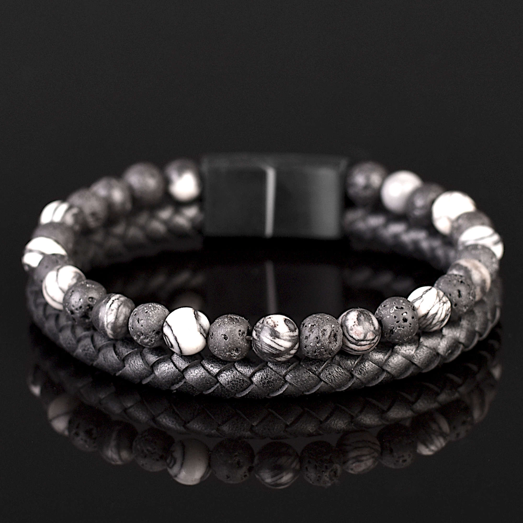 Dave - Explorer's Elegance, Leather Bracelet with Spiderweb Stone ...